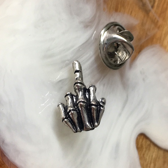 Jewelry | Newmiddle Finger Skull Lapel Pin | Poshmark
